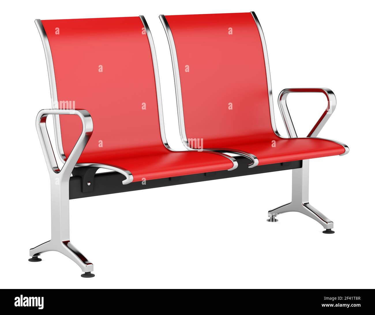 red waiting chairs isolated on white background. 3d illustration Stock ...