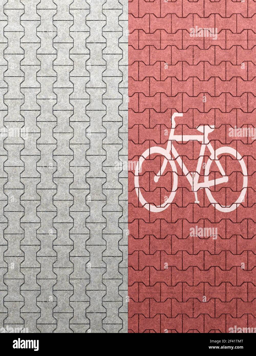 top view of red bicycle lane. 3d illustration Stock Photo - Alamy