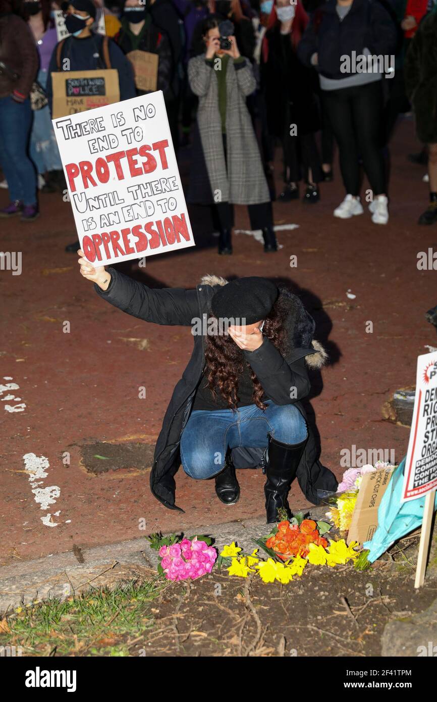CARDIFF, WALES. MARCH 17 2021. Reclaim these streets protest outside of ...