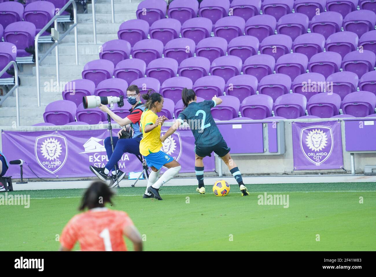 Orlando, Florida, USA, February 18, 2021, Brazil face Argentina during ...