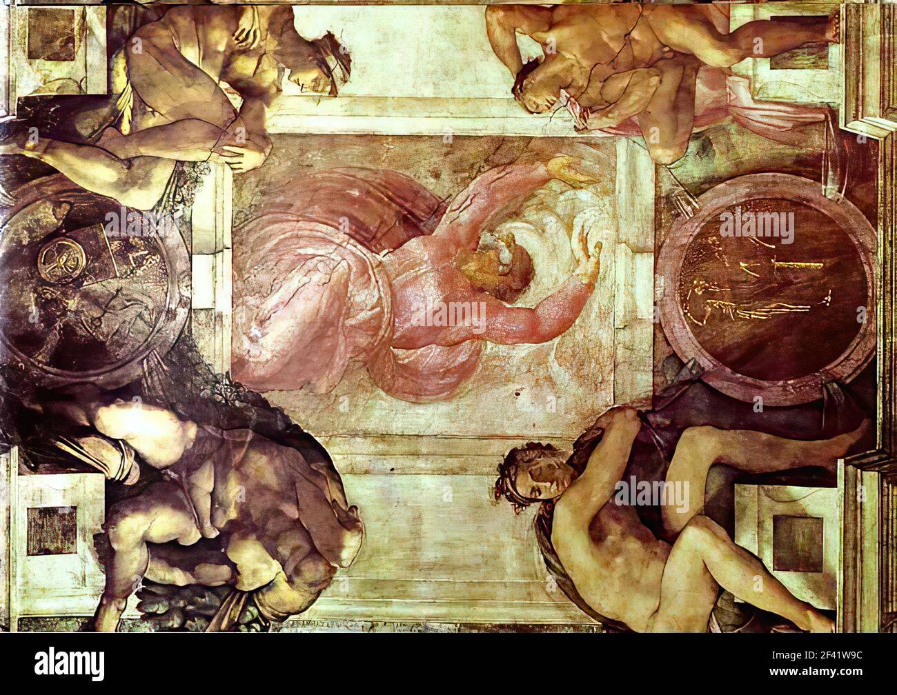 Michelangelo - Sistine Chapel Ceiling God Dividing Light Darkness 1512 Stock Photo - Alamy