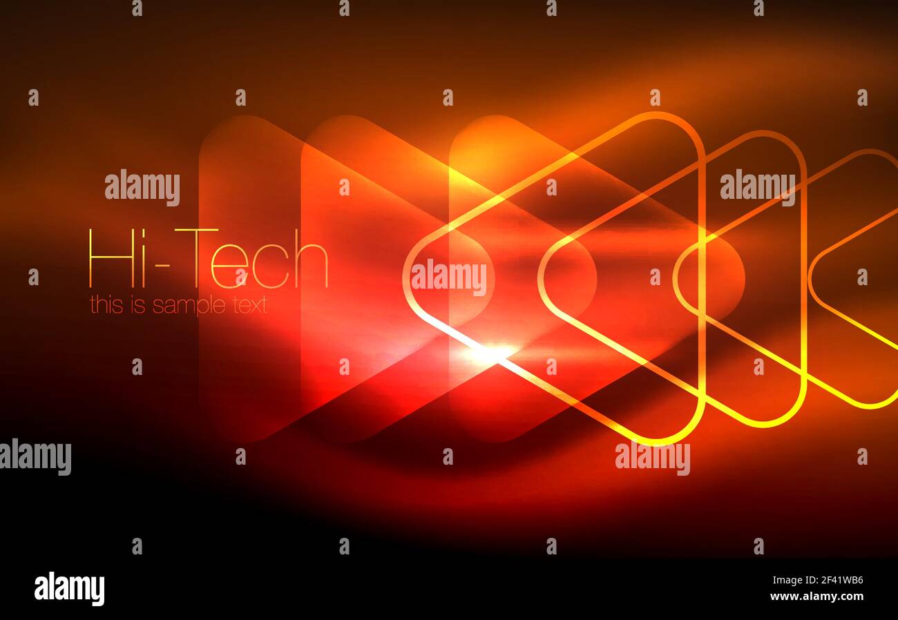 Glowing vector triangle geometric shapes in dark space. Glowing vector ...