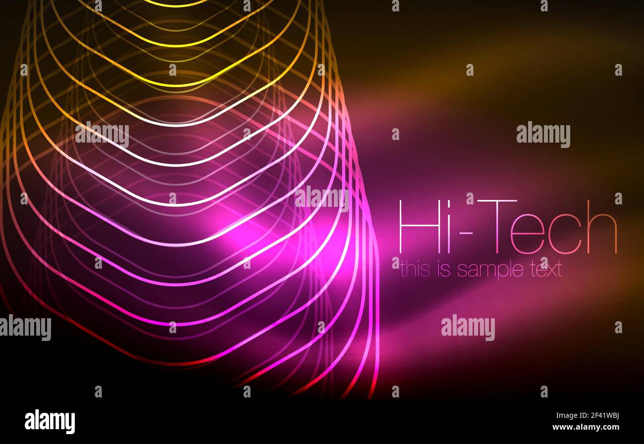 Outline hexagons, glowing geometric shapes, digital techno abstract ...