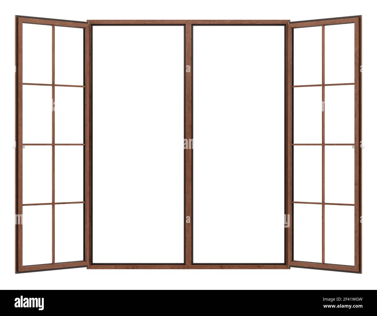 open wooden window isolated on white background. 3d illustration Stock ...