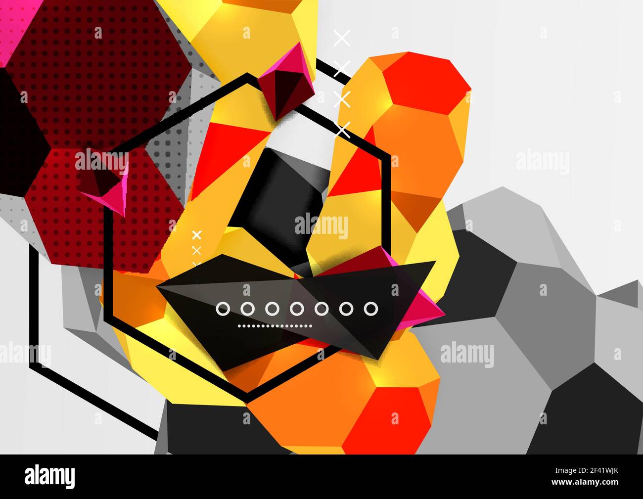 Color 3d geometric composition poster. Color 3d geometric composition ...