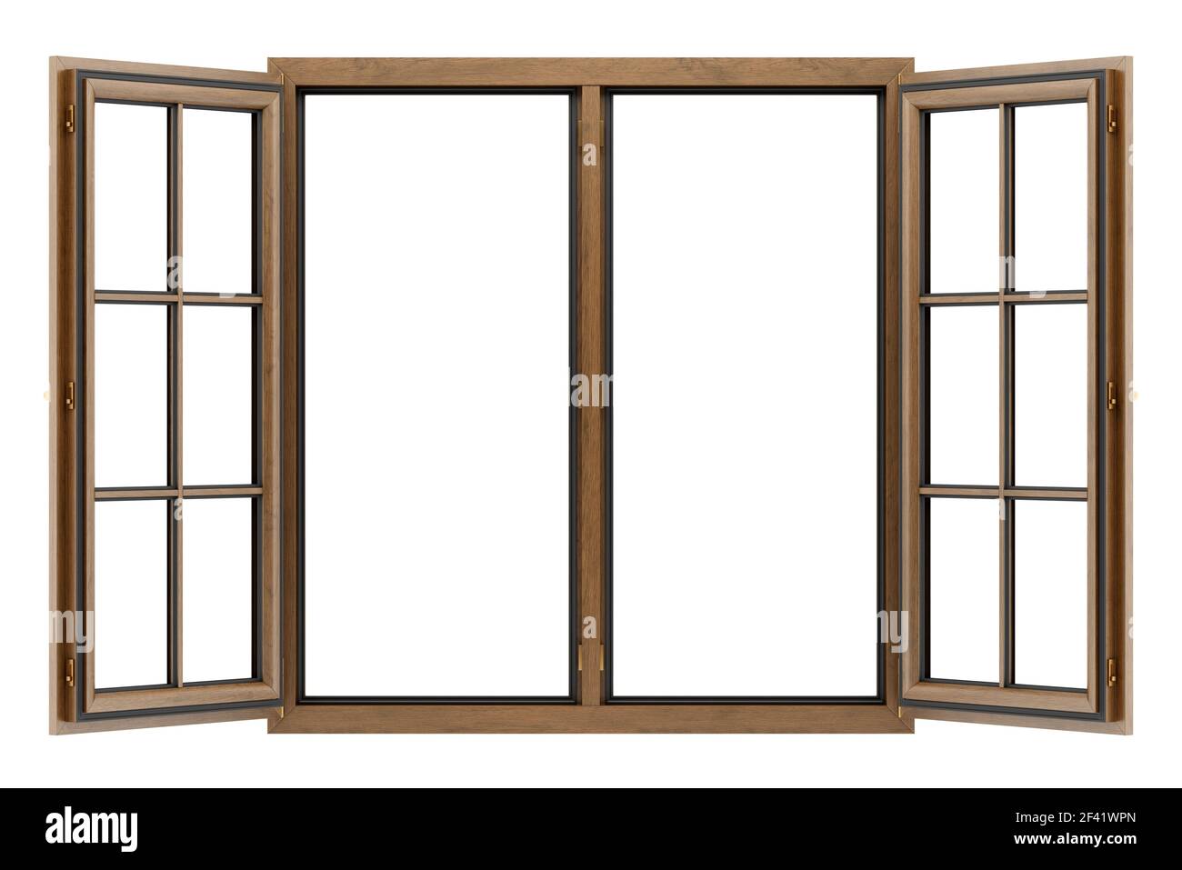 open wooden window isolated on white background. 3d illustration Stock ...