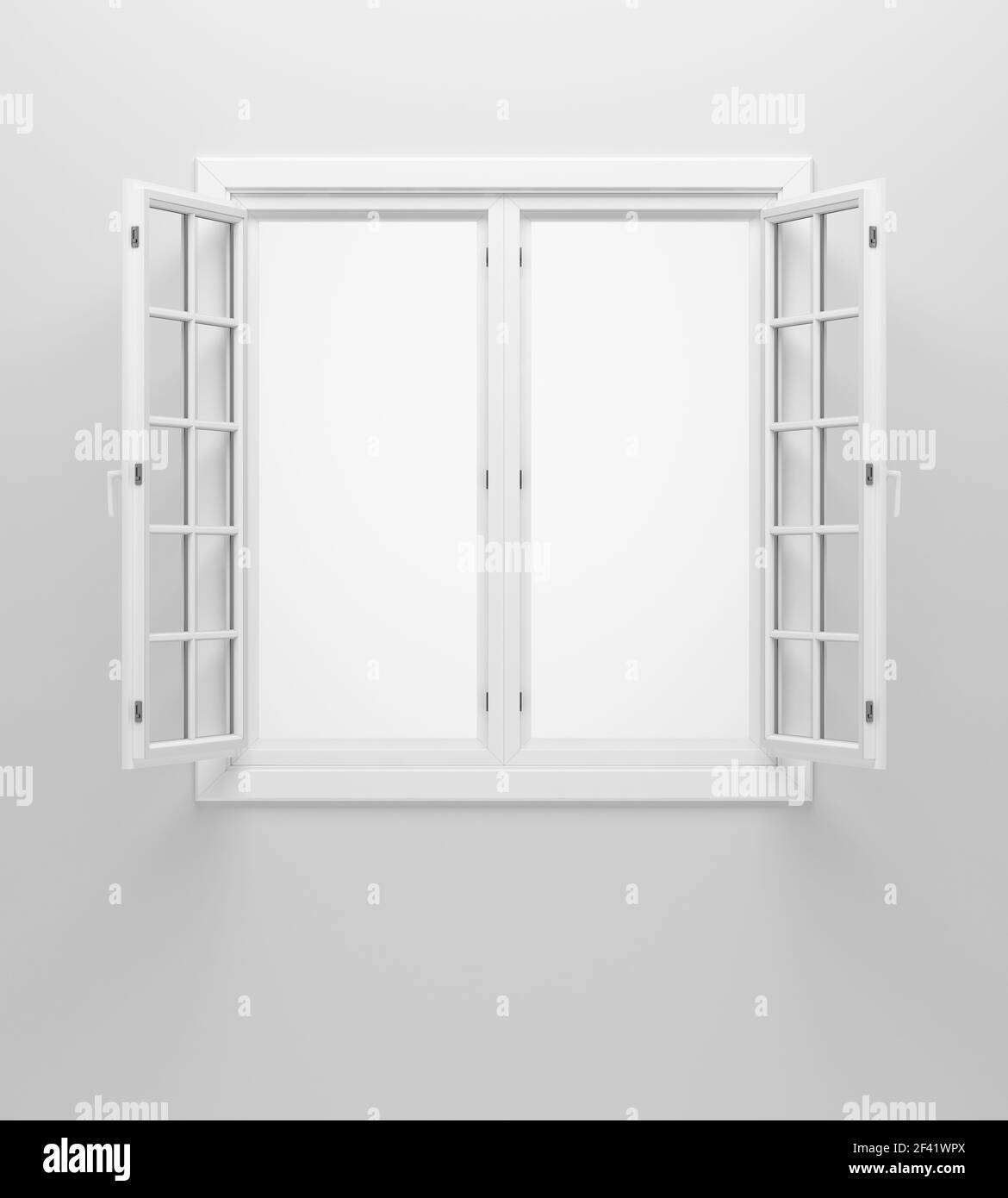 open window on white wall. 3d illustration Stock Photo - Alamy