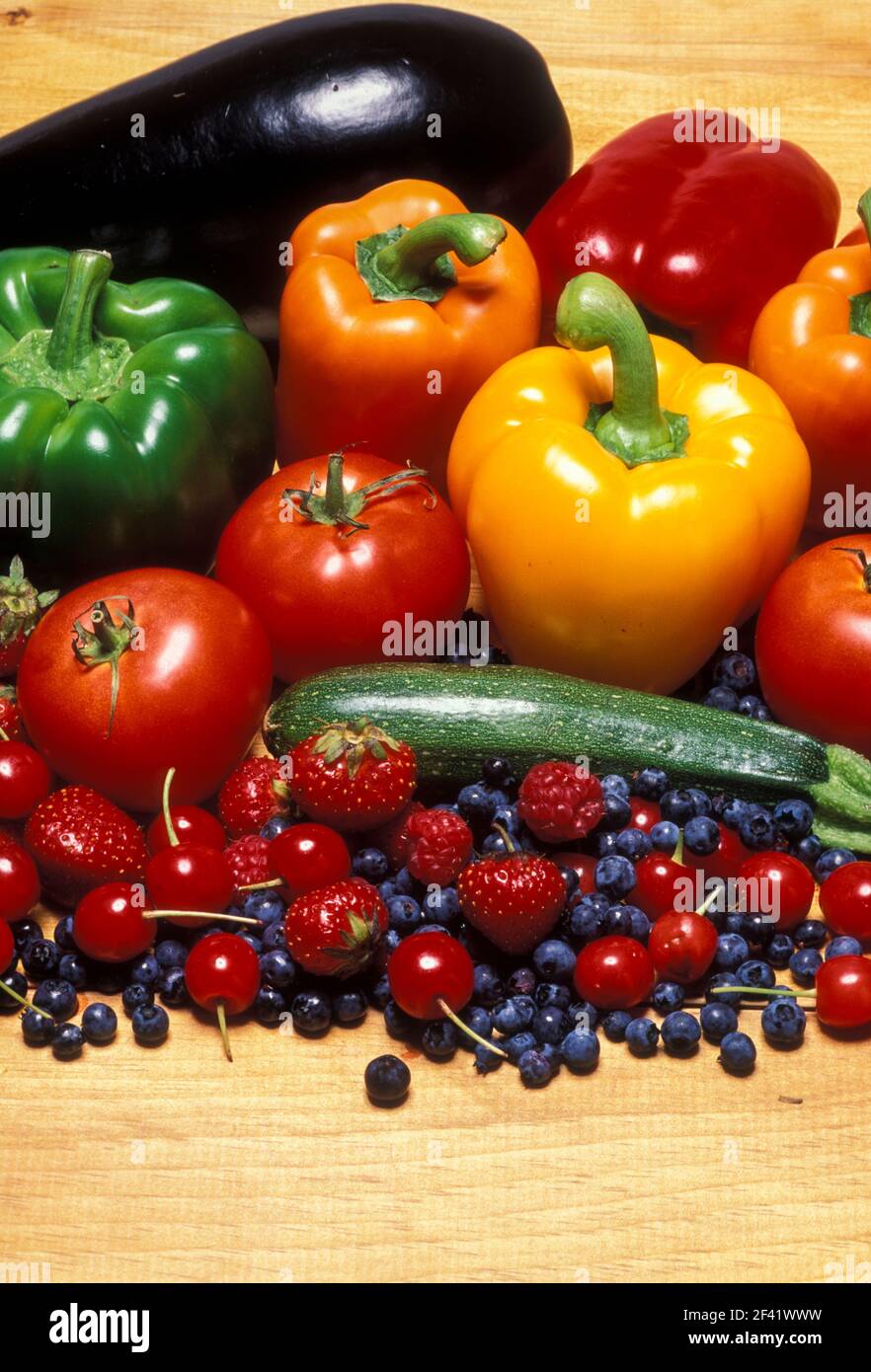 fruits and vegetable still life, shot in studio, 35 mm film shot Stock ...