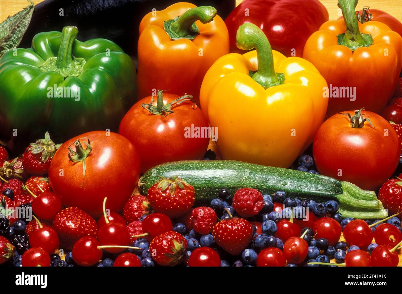 fruits and vegetable still life, shot in studio, 35 mm film shot Stock ...
