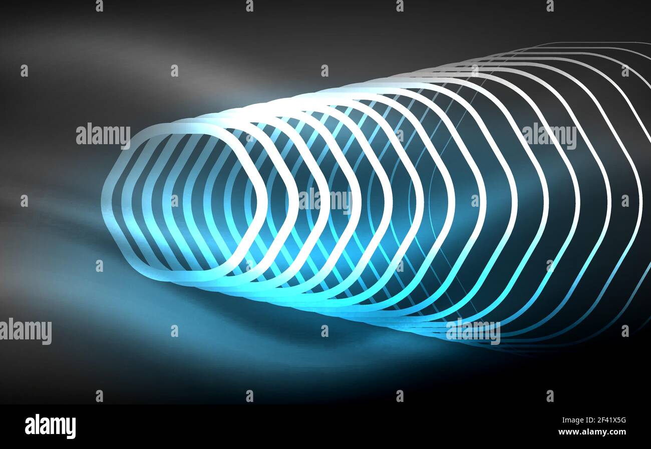 Outline hexagons, glowing geometric shapes, digital techno abstract ...