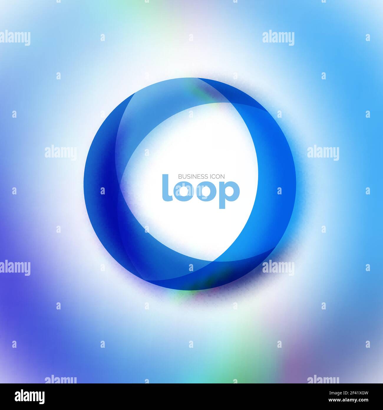 Loop circle business icon, created with glass transparent color shapes ...
