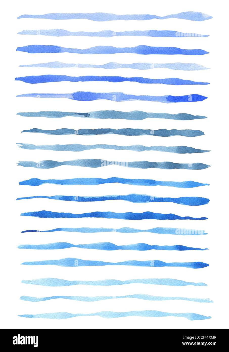 Set of blue watercolor lines isolated on a white background Stock Photo ...