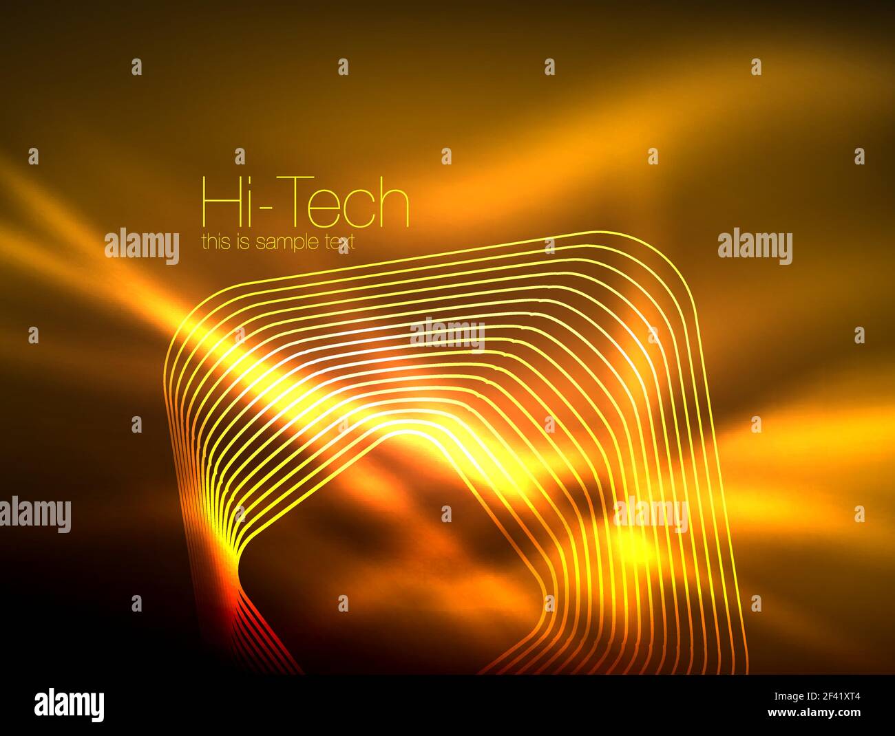 Neon glowing outline squares in dark. Neon glowing outline squares in ...