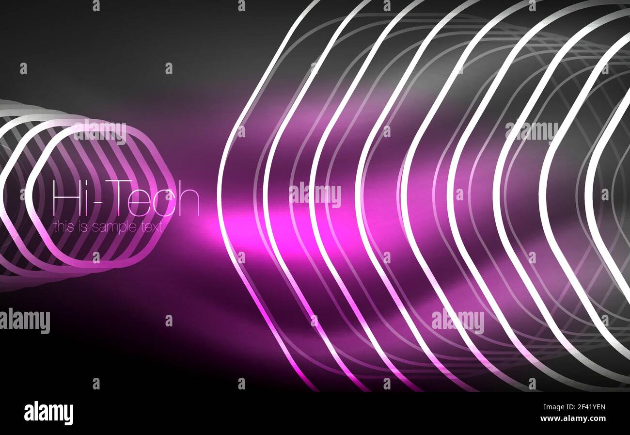 Outline hexagons, glowing geometric shapes, digital techno abstract ...