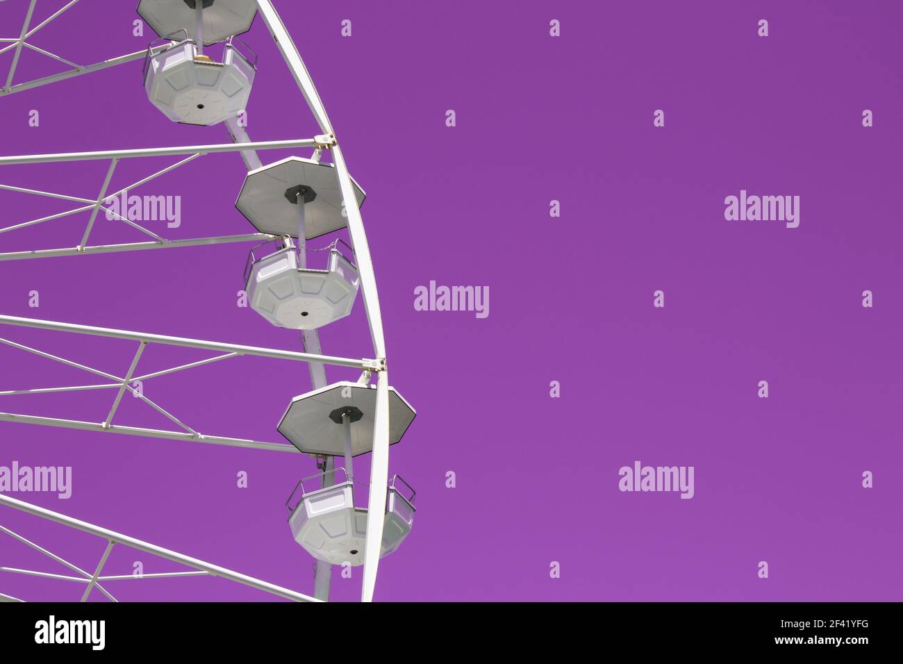 White ferris wheel on the violet sky.Copy space.Closeup Stock Photo - Alamy