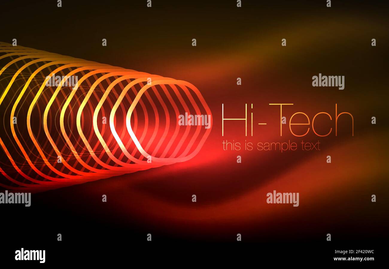 Outline hexagons, glowing geometric shapes, digital techno abstract ...