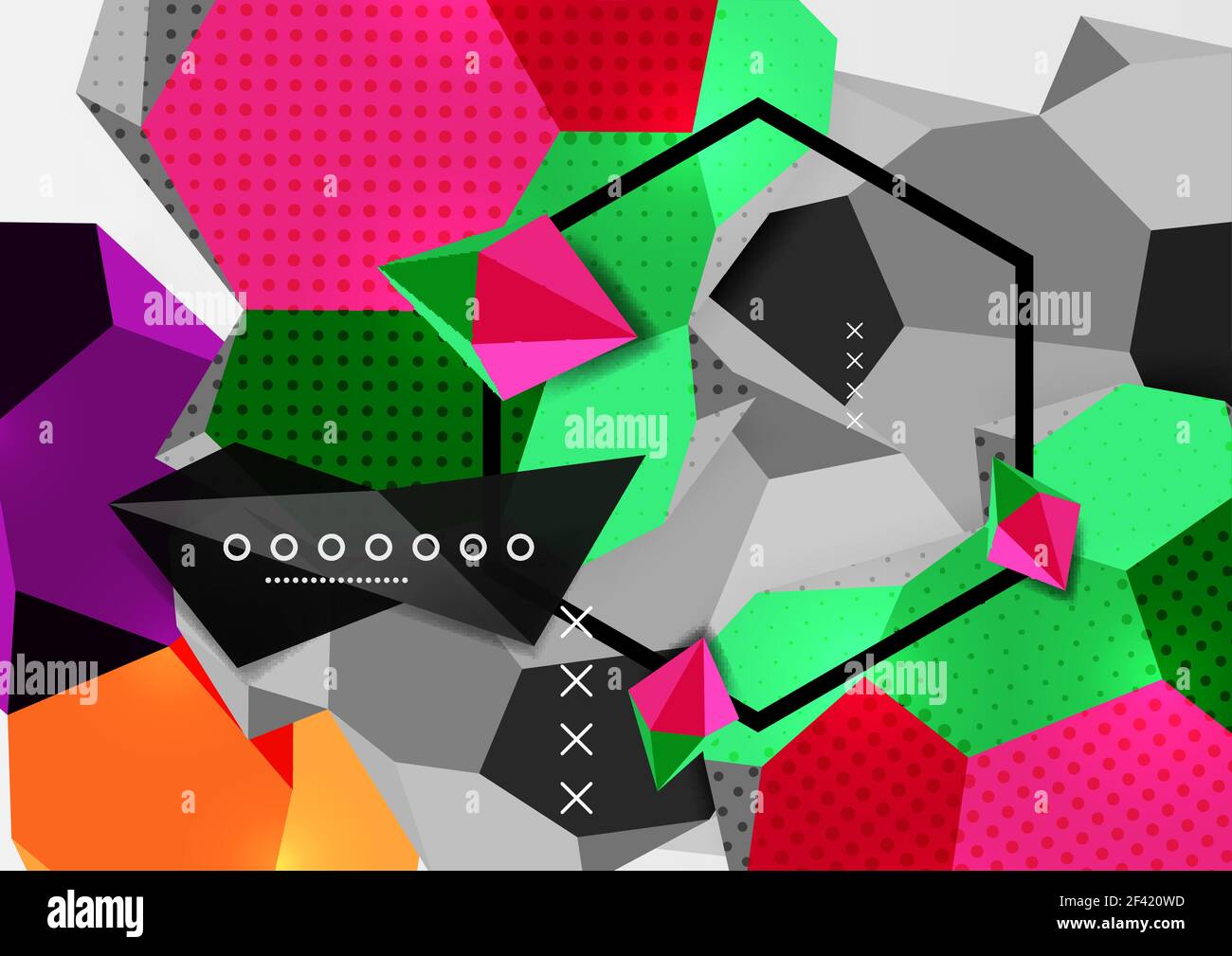 Color 3d geometric composition poster. Color 3d geometric composition ...