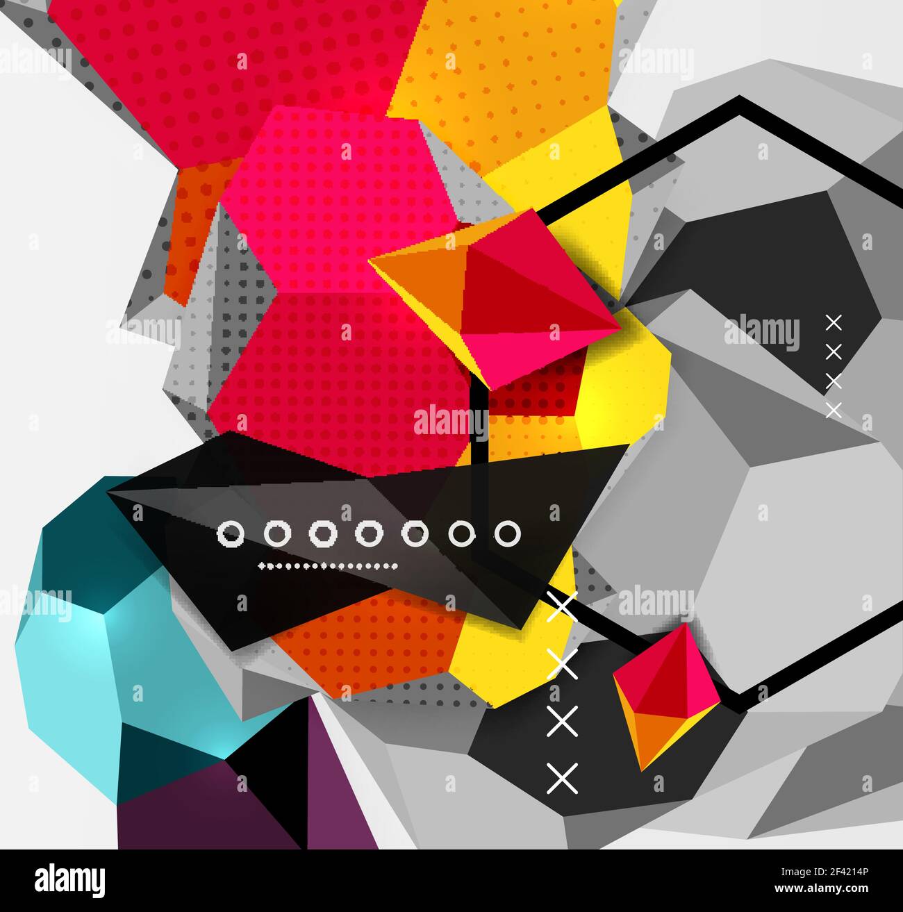 Color 3d geometric composition poster. Color 3d geometric composition ...