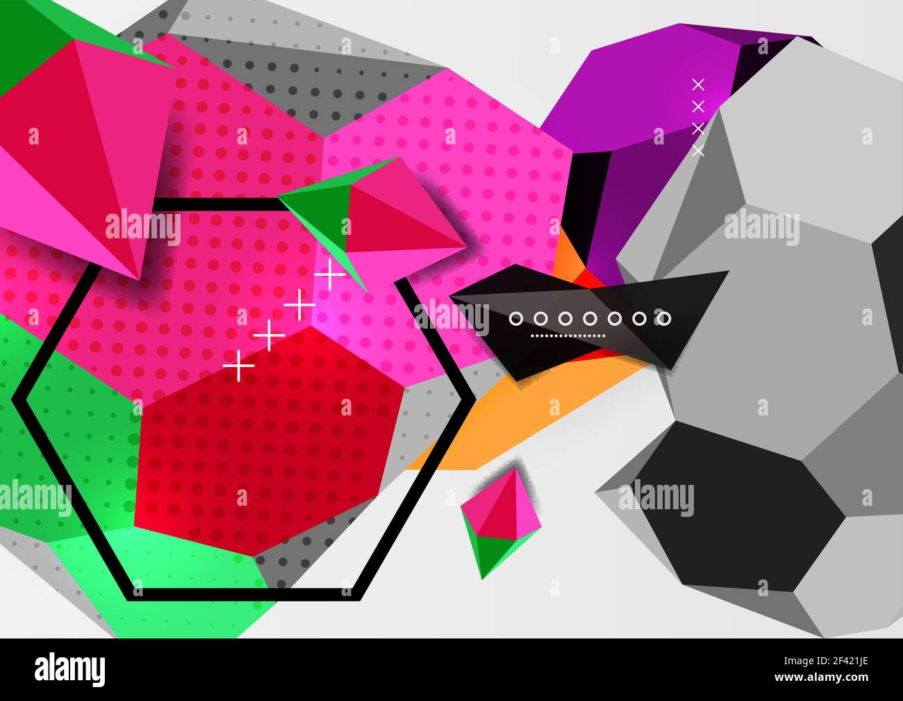 Color 3d geometric composition poster. Color 3d geometric composition ...