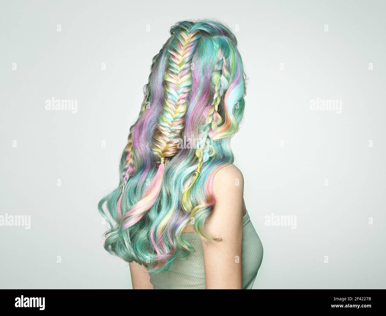 Beauty Fashion Model Girl with Colorful Dyed Hair. Girl with perfect ...