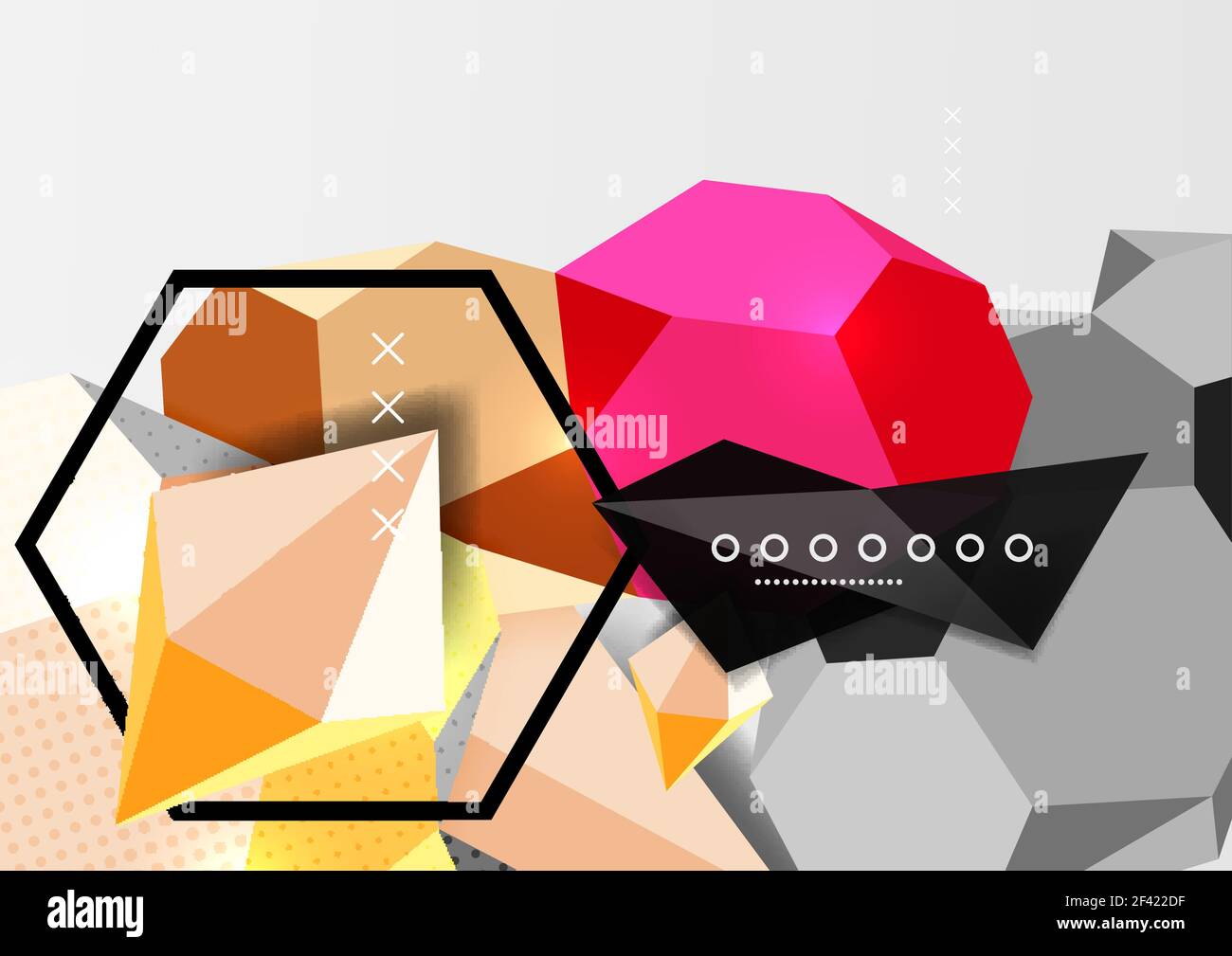 Color 3d geometric composition poster. Color 3d geometric composition ...