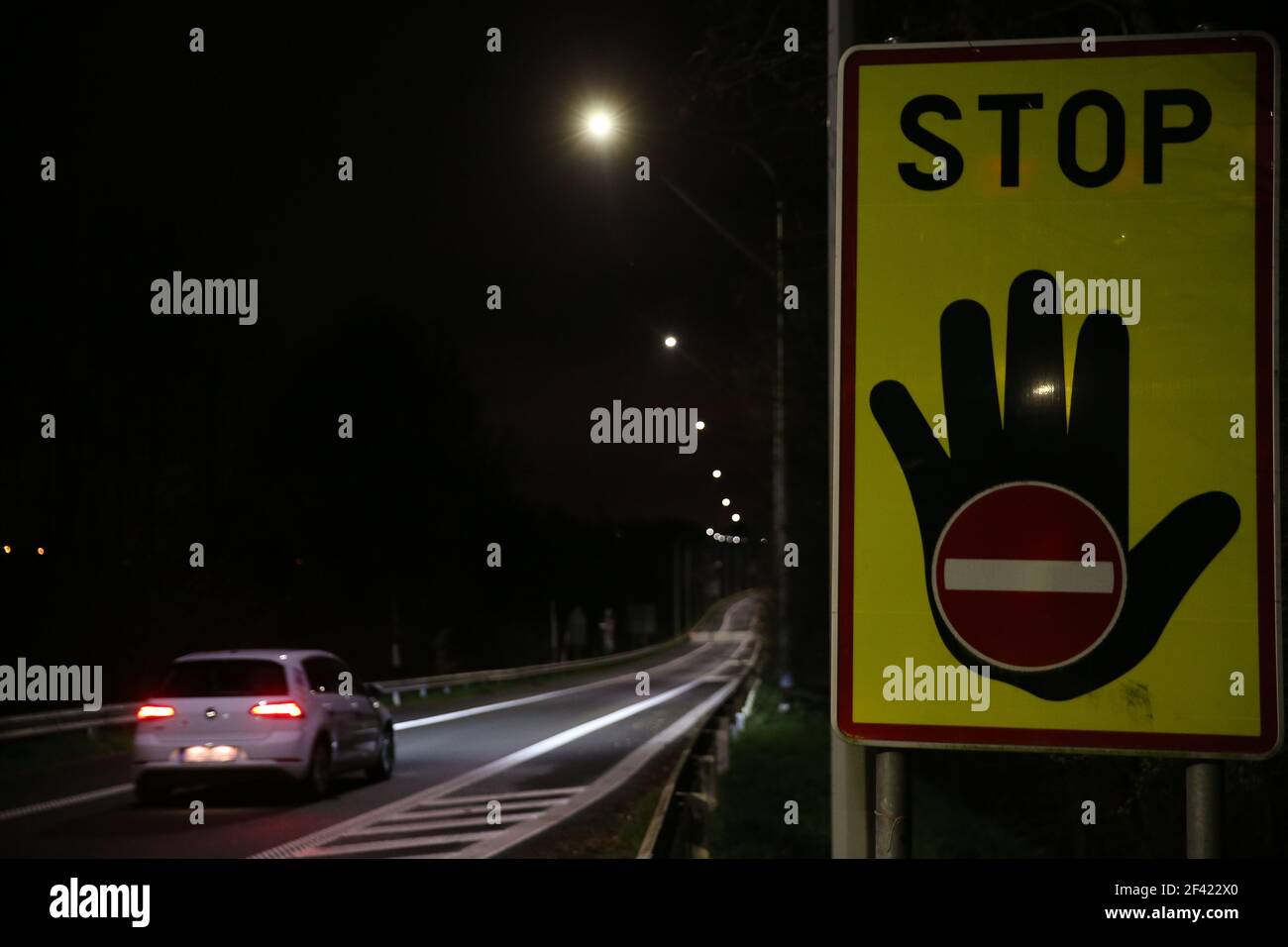 Illustration shows a demonstration of special traffic lights when wrong ...