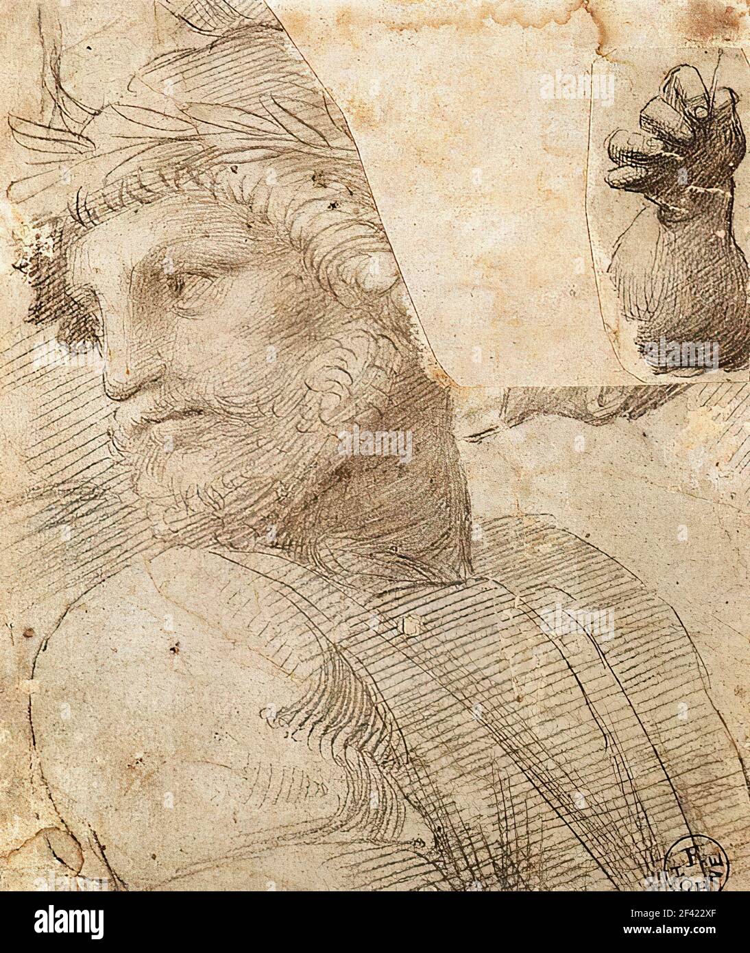Raffaello Sanzio da Urbino - Raphael - Study for Head Poet 1511 Stock ...