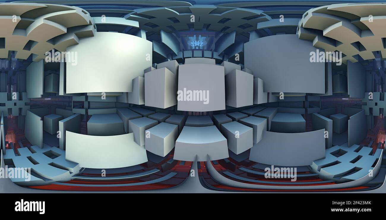 360 degree labyrinth, abstract maze background, equirectangular ...