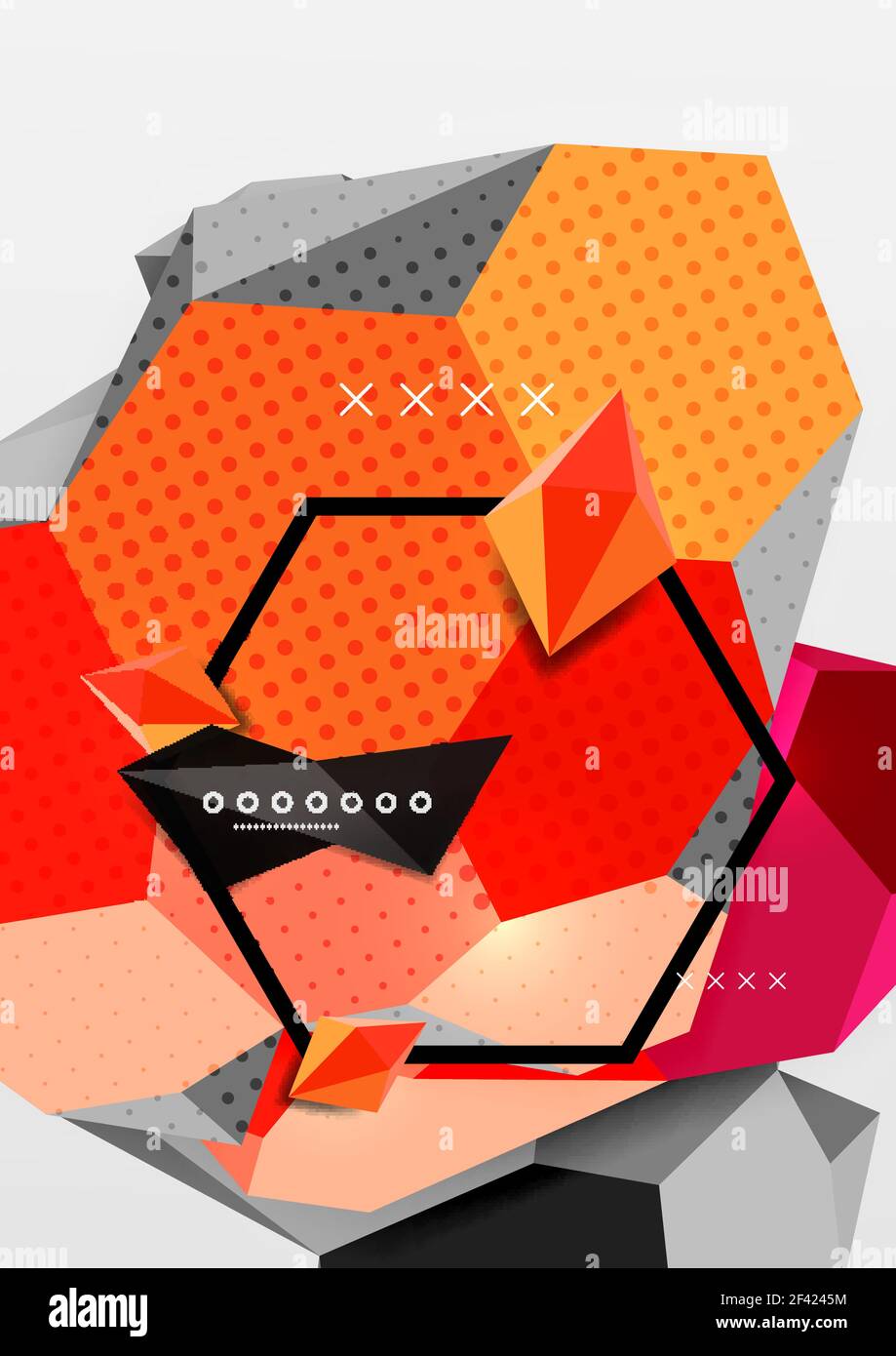 Color 3d geometric composition poster. Color 3d geometric composition ...