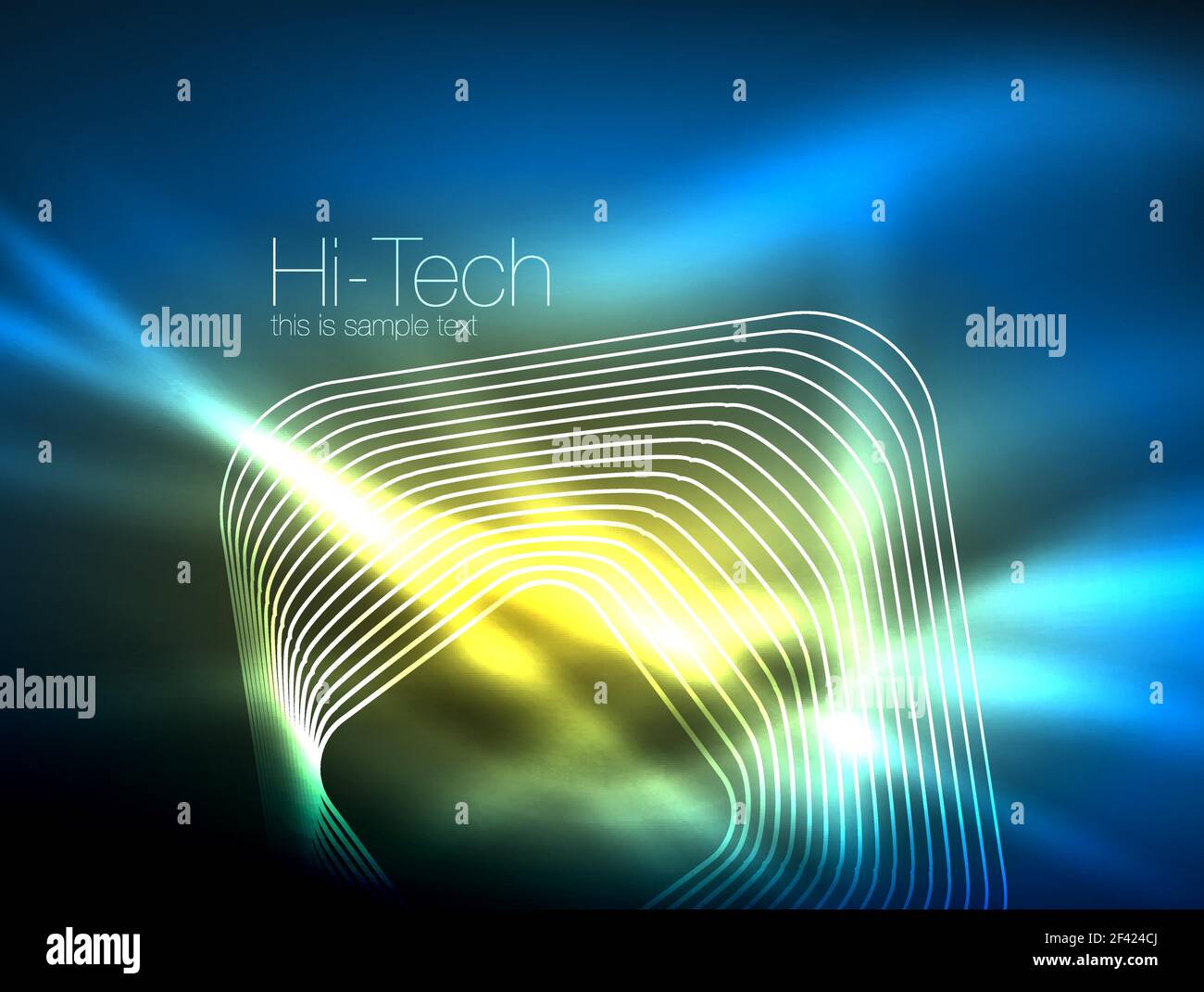 Neon glowing outline squares in dark. Neon glowing outline squares in ...