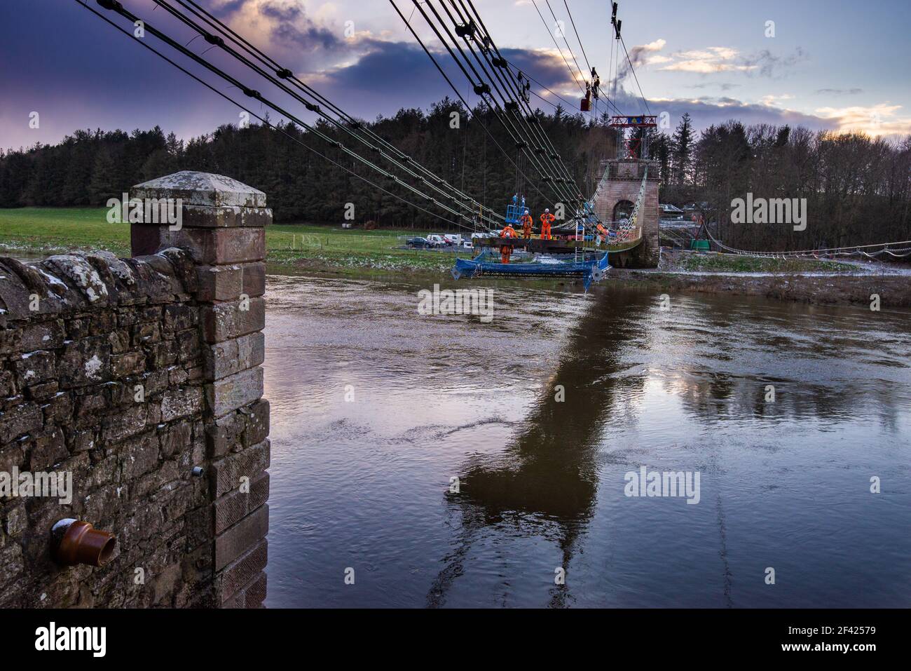 The Union Chain Bridge linking England and Scotland over the River ...