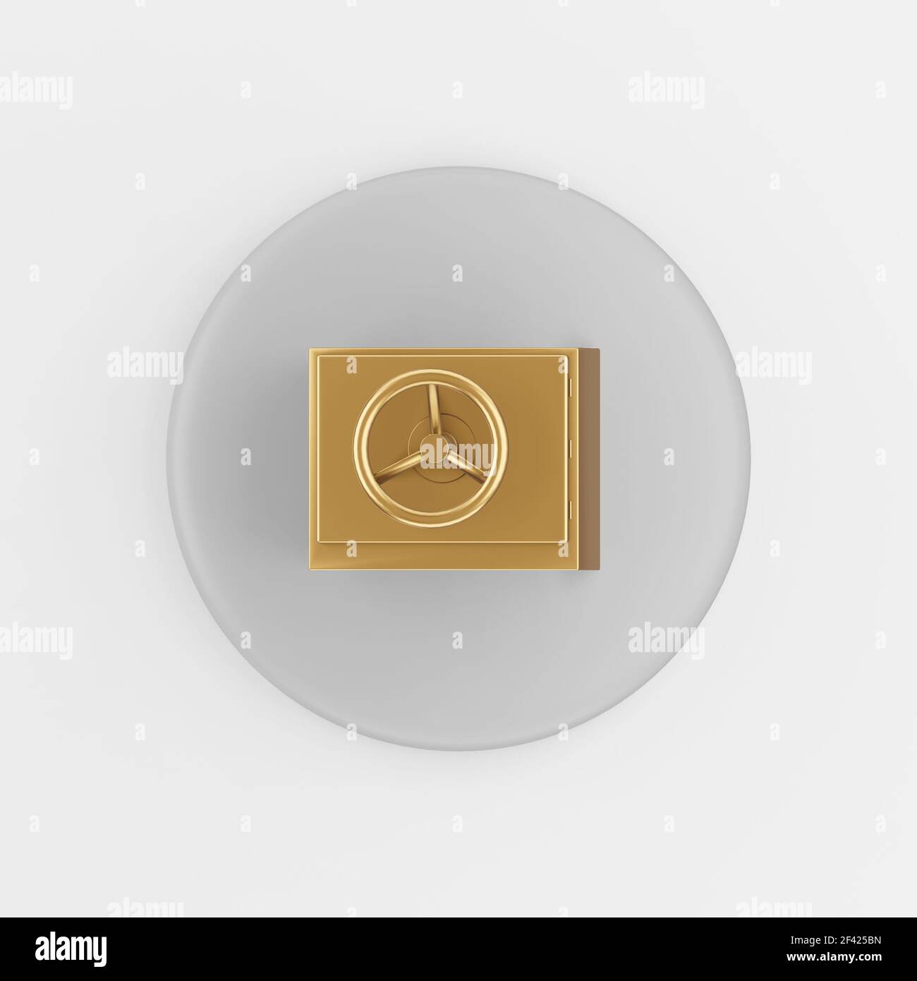 Gold safe icon. 3d rendering round gray key button, interface ui ux element Stock Photo - Alamy