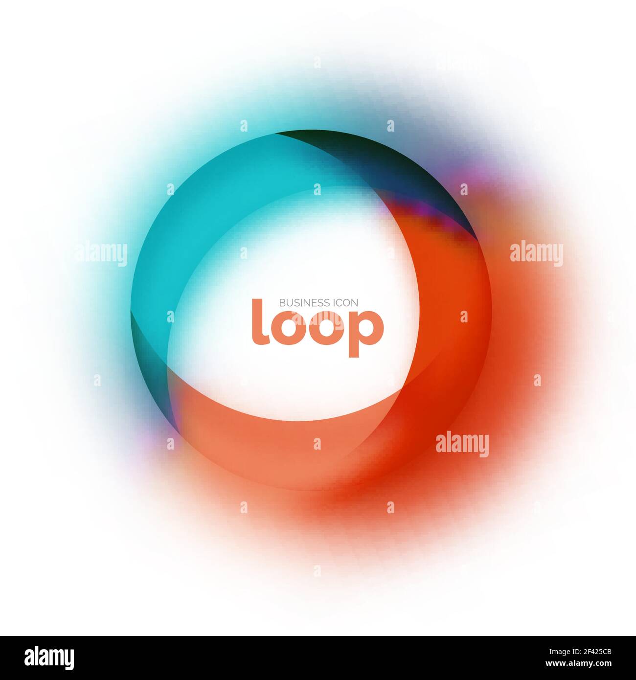 Loop circle business icon, created with glass transparent color shapes ...
