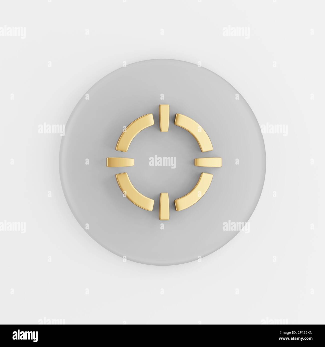 Gold target icon. 3d rendering round gray key button, interface ui ux element Stock Photo - Alamy