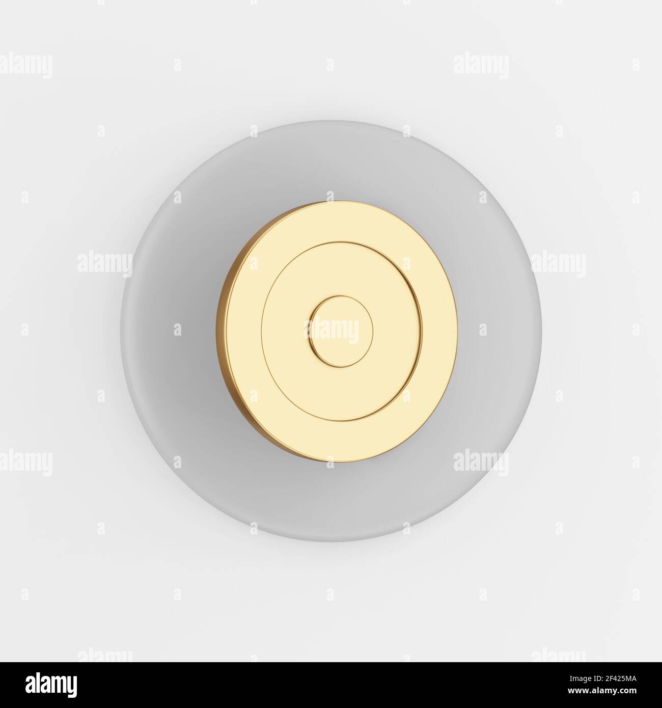 Golden goal icon. 3d rendering round gray key button, interface ui ux element Stock Photo - Alamy