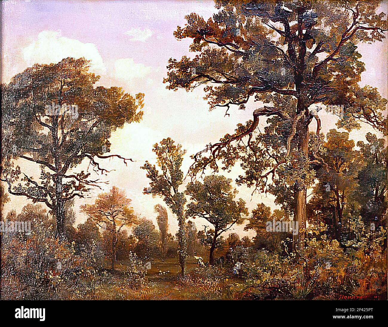 Theodore Rousseau - Large Oak Tree Forest Fontainebleau 1839 Stock ...