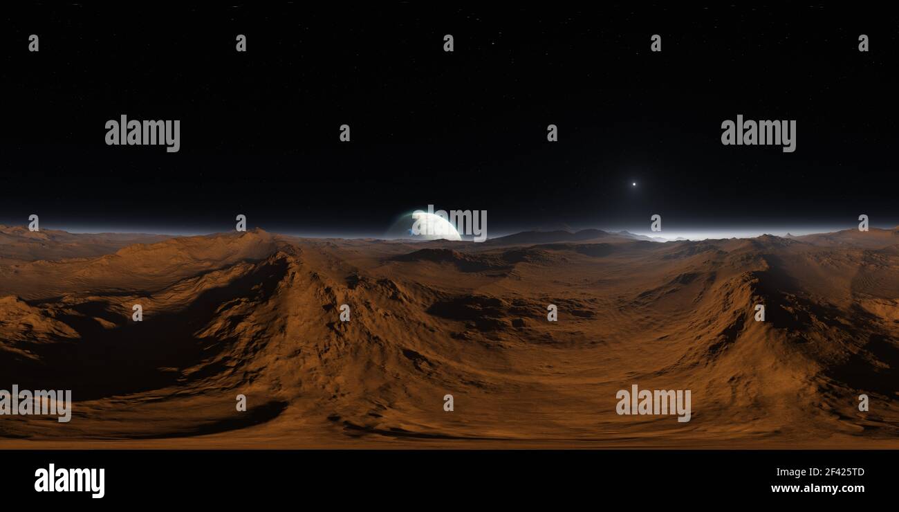 360 degree alien solar system, planet with two exomoons ...
