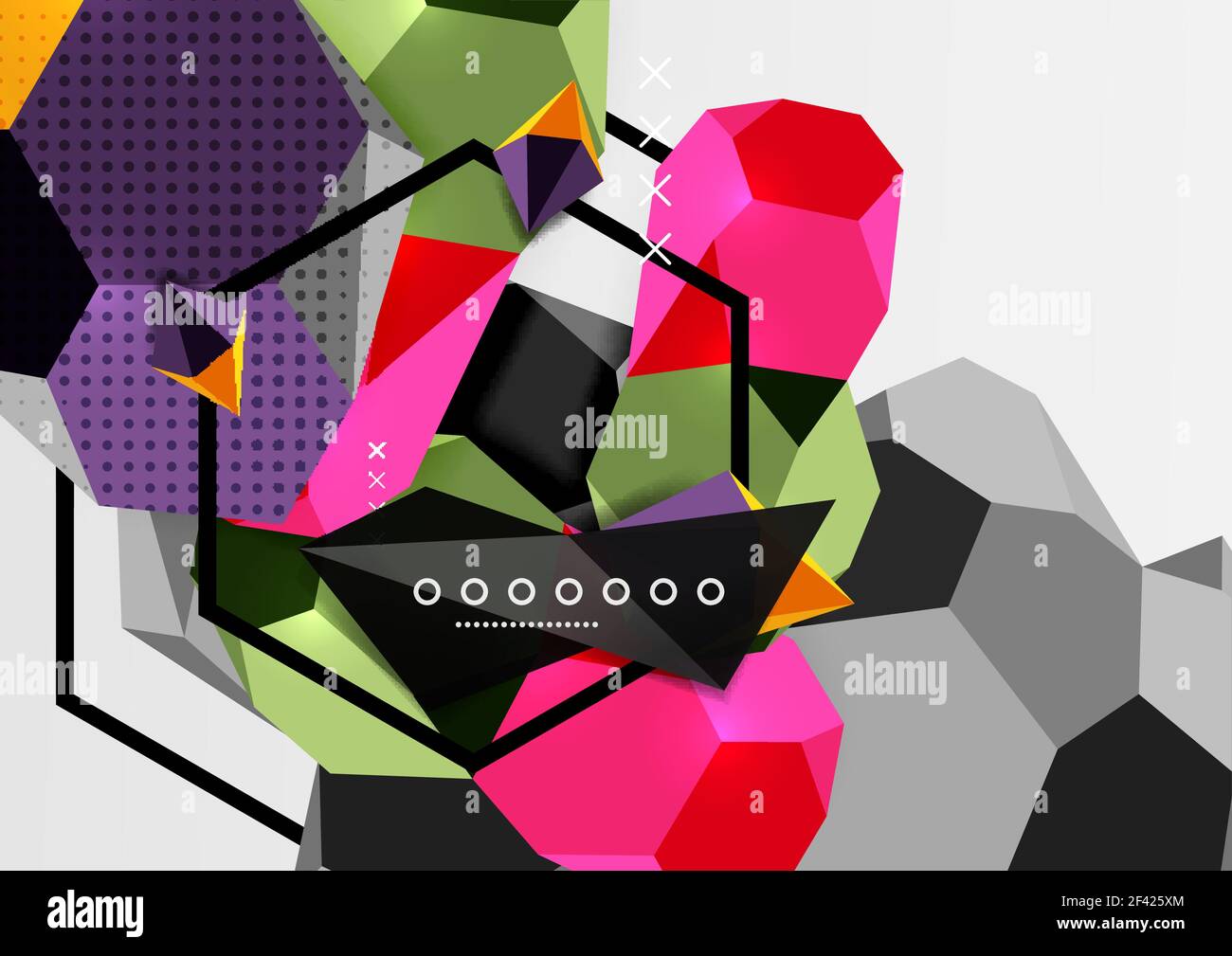 Color 3d geometric composition poster. Color 3d geometric composition ...