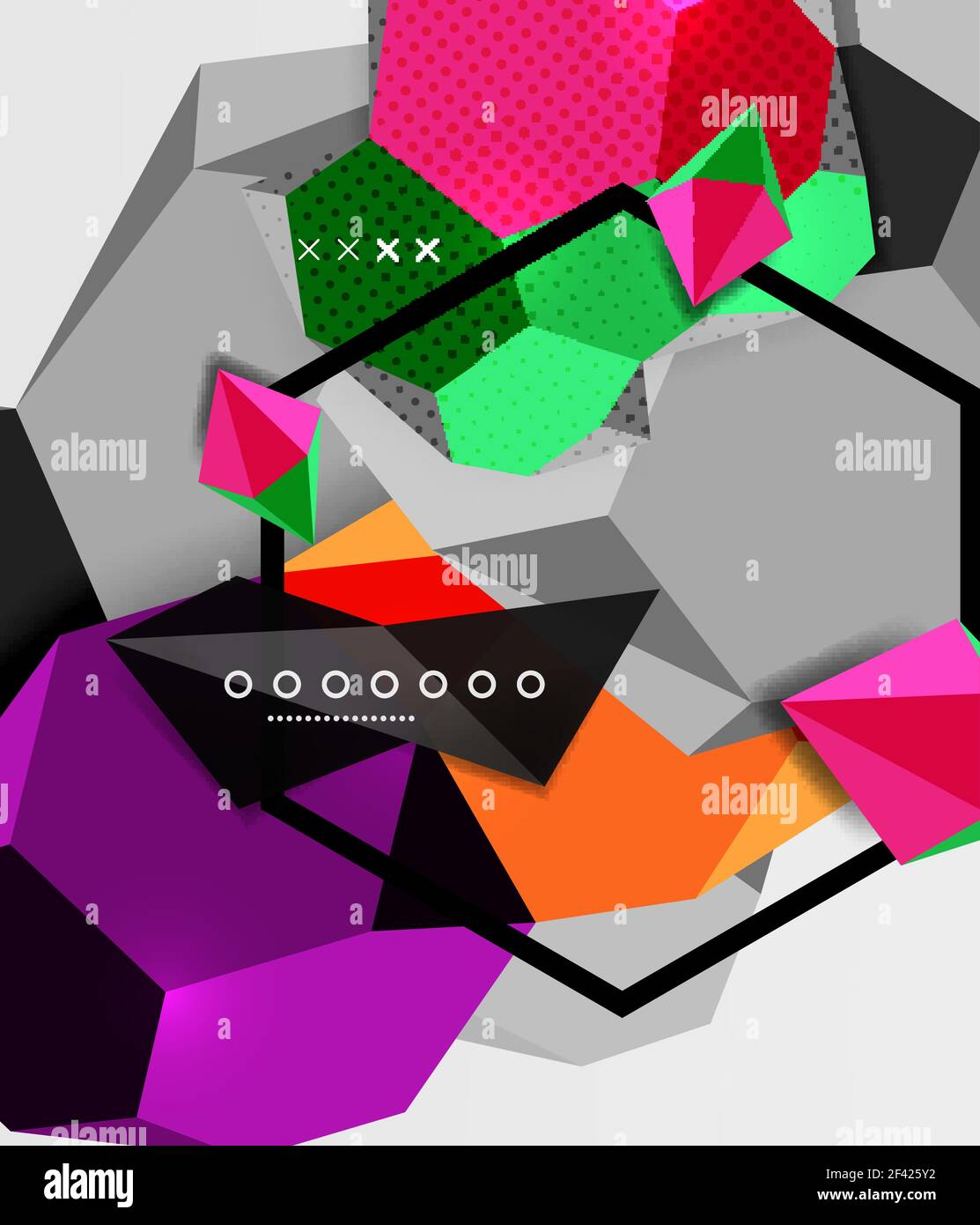 Color 3d geometric composition poster. Color 3d geometric composition ...