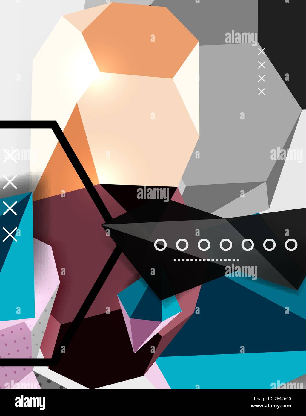 Color 3d geometric composition poster. Color 3d geometric composition ...