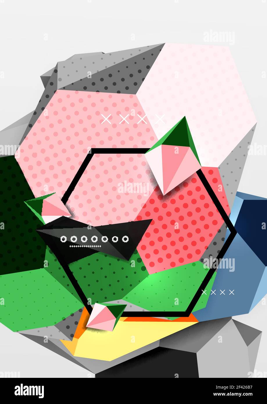Color 3d geometric composition poster. Color 3d geometric composition ...