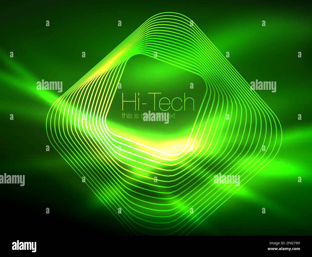 Neon glowing outline squares in dark. Neon glowing outline squares in ...