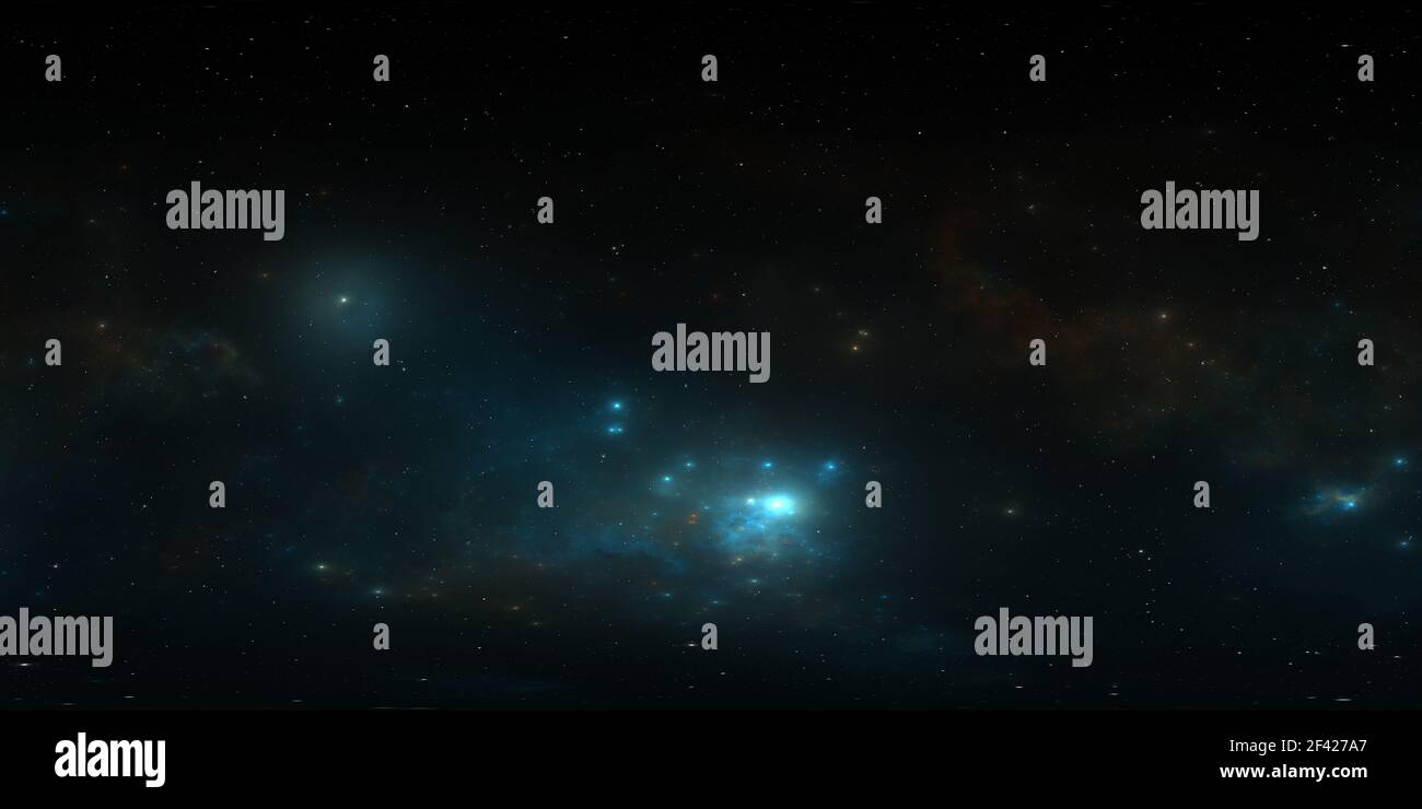 360 degree equirectangular projection space background with nebula and ...