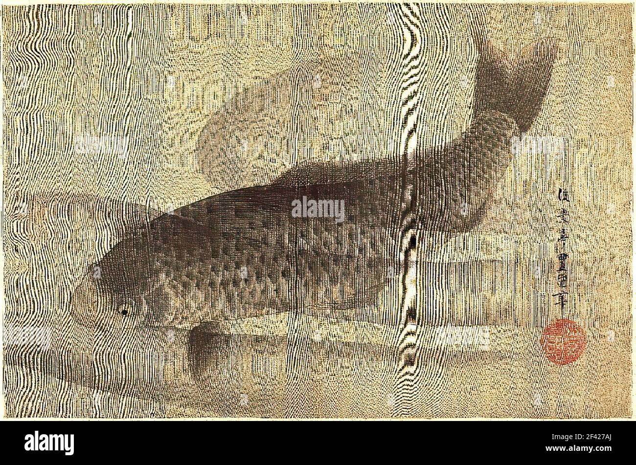 Toyokuniii - Grey Carp Water Stock Photo - Alamy