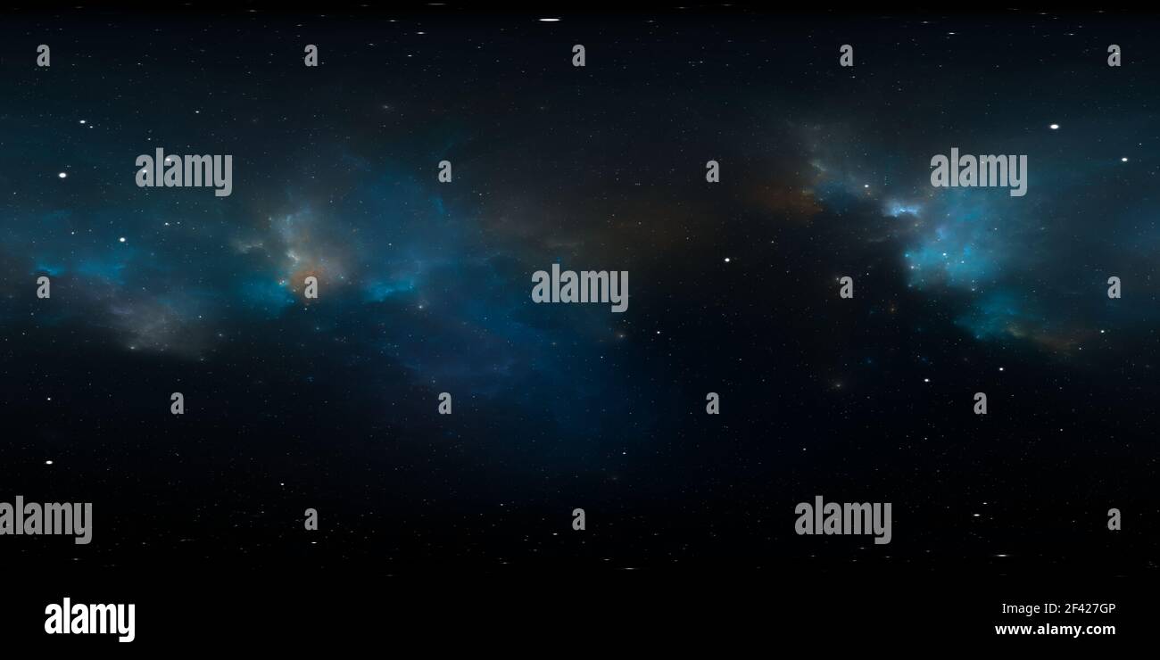 360 degree equirectangular projection space background with nebula and ...
