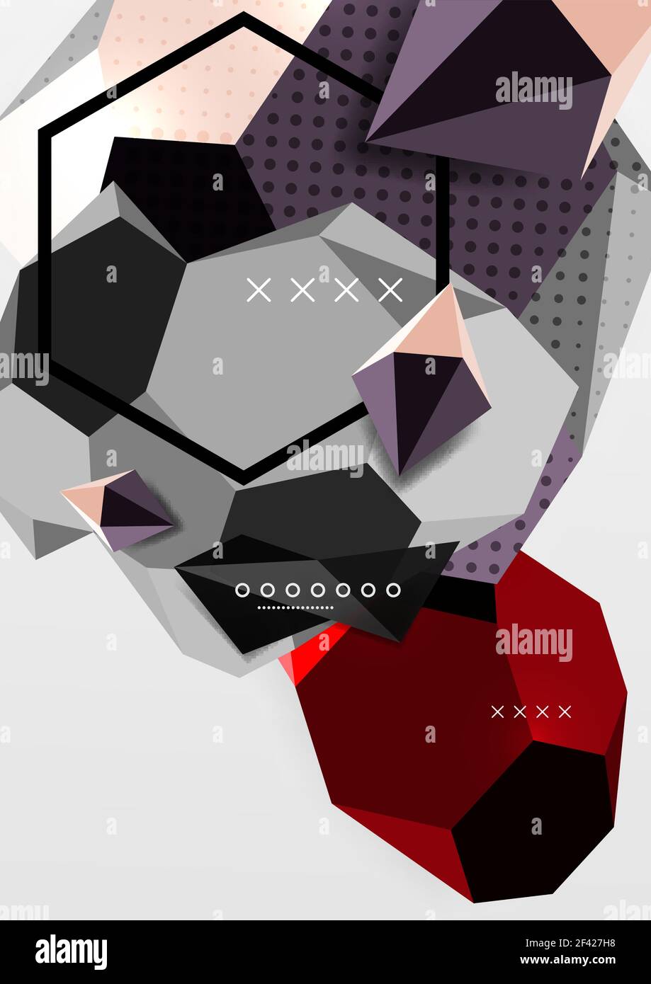Color 3d geometric composition poster. Color 3d geometric composition ...