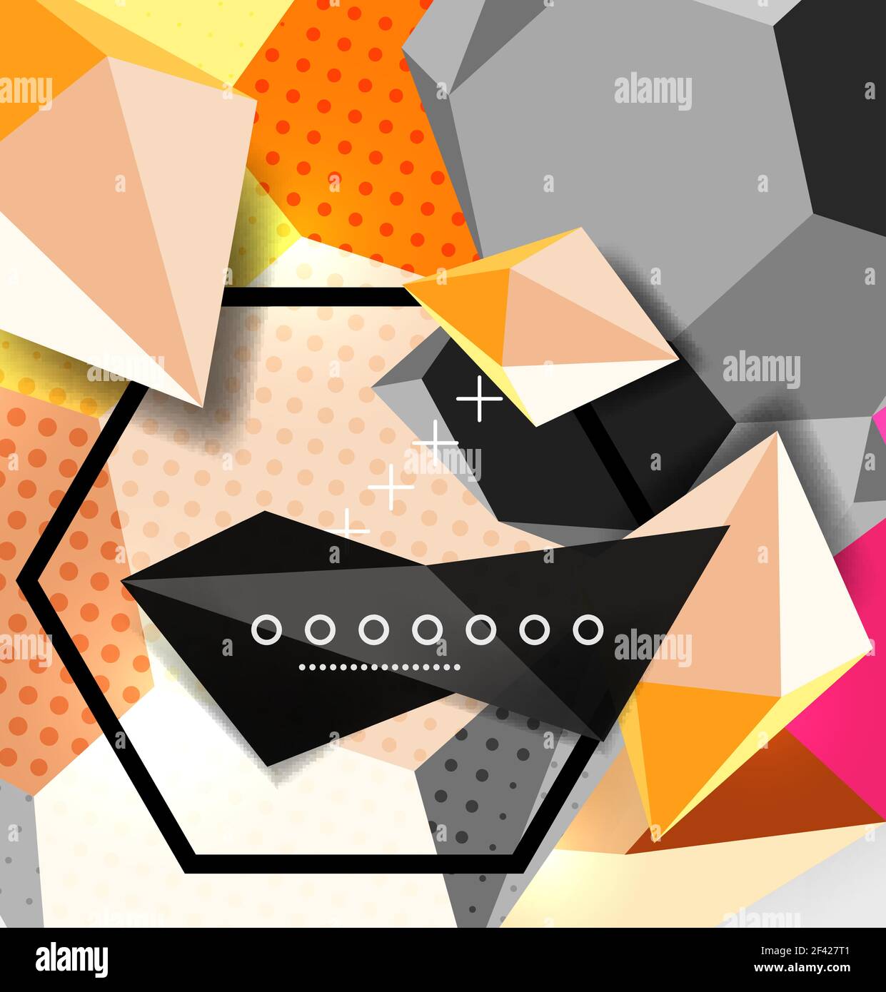 Color 3d geometric composition poster. Color 3d geometric composition ...