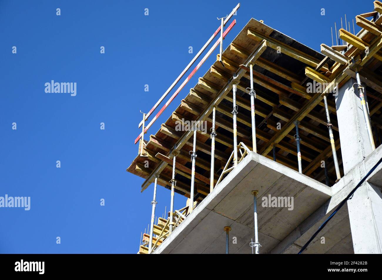 concrete structure. building frame. construction concept. steel and wood formwork and ...