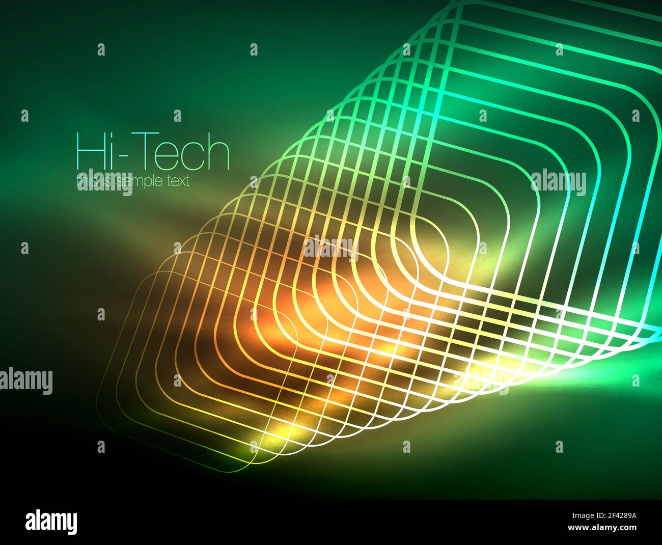 Neon glowing outline squares in dark. Neon glowing outline squares in ...