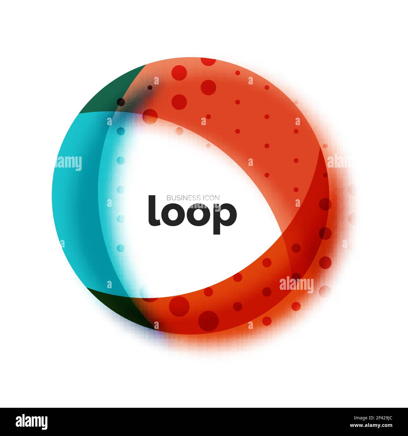 Loop circle business icon, created with glass transparent color shapes ...